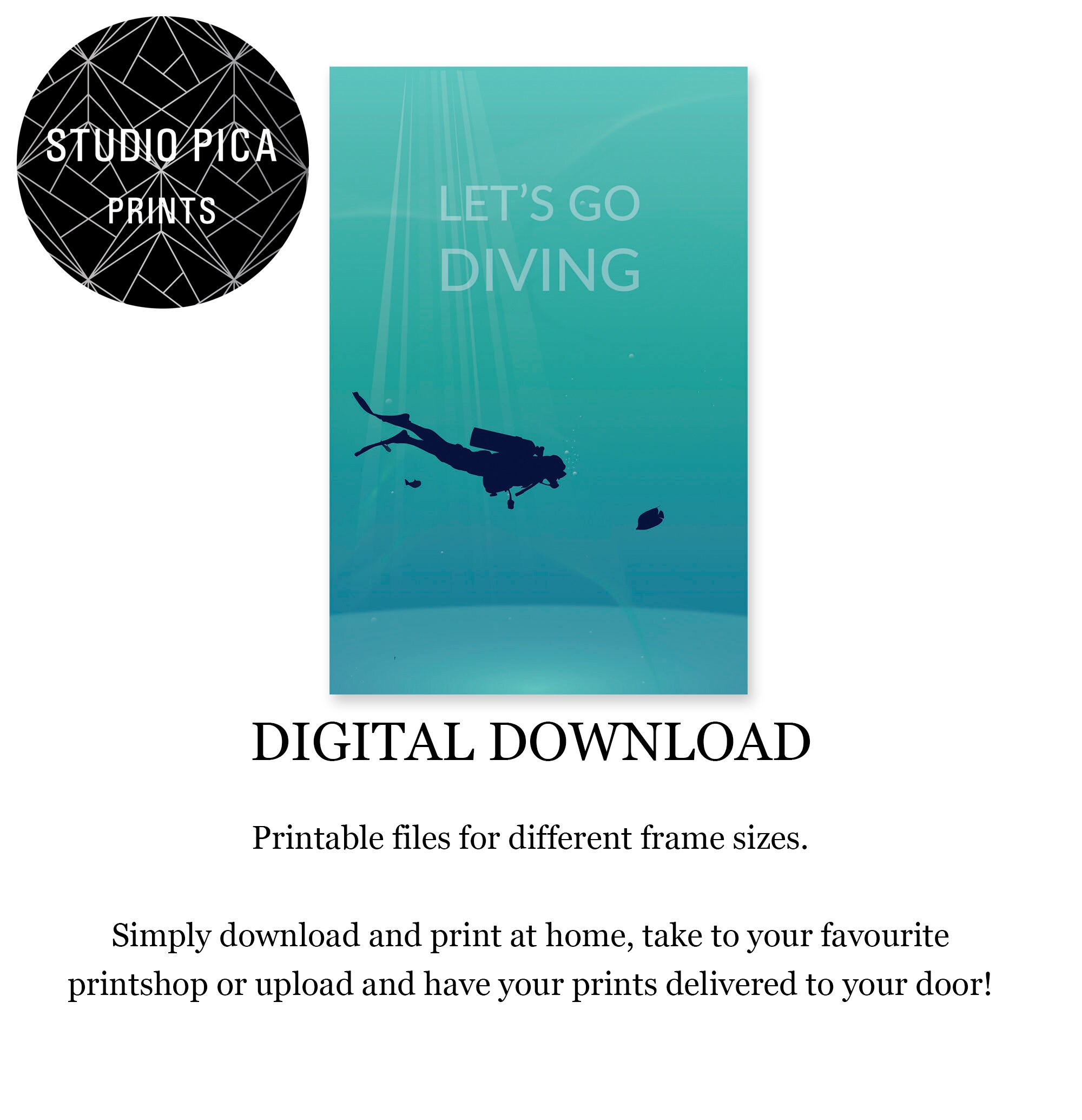 Poster Let's go diving Avontuur poster - Etsy Nederland