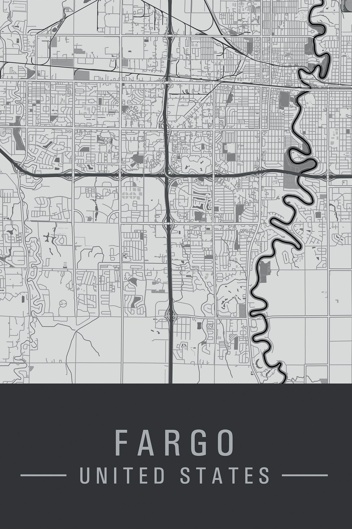 Poster map of Fargo Fargo print - Etsy.de