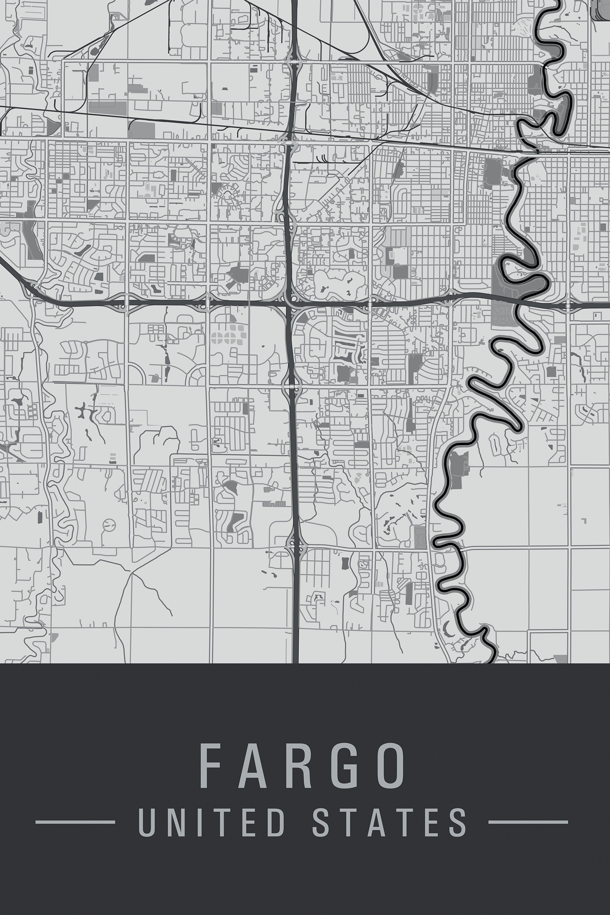Poster Map of Fargo Fargo Print - Etsy