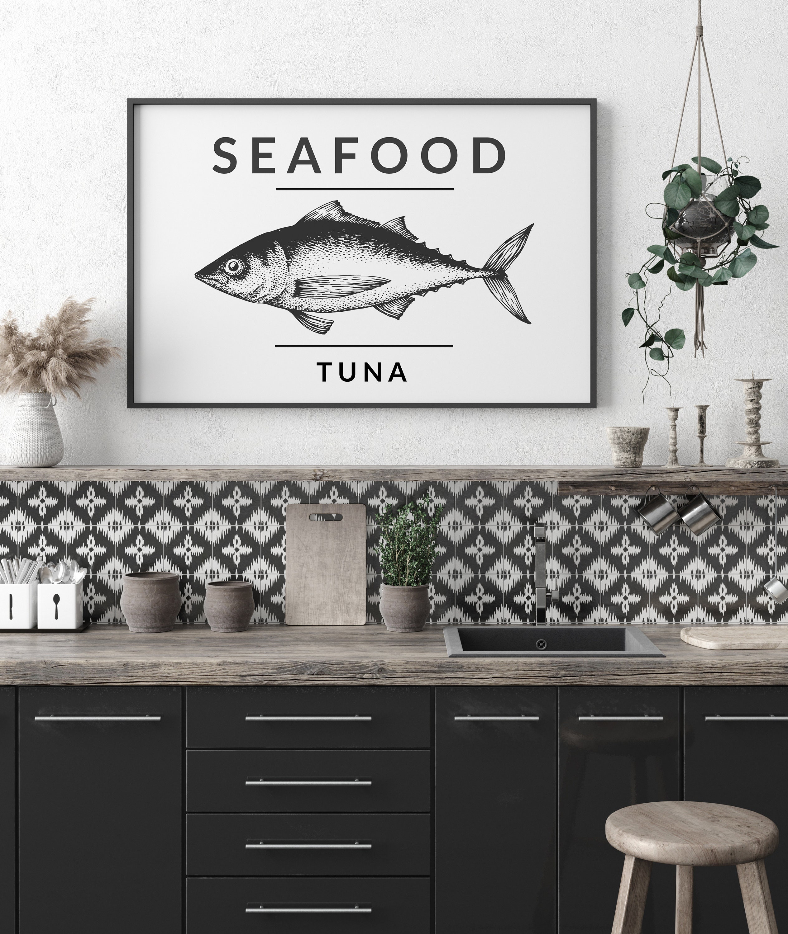 Poster Seafood Tuna Fish poster Fish print | Etsy