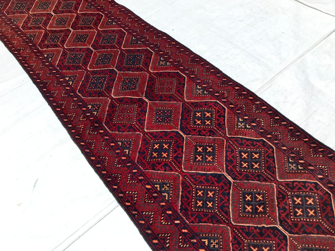 2'7x9'7 Ft Afghan Mushwani Runner Rug, Hand Knotted Wool Runner ...