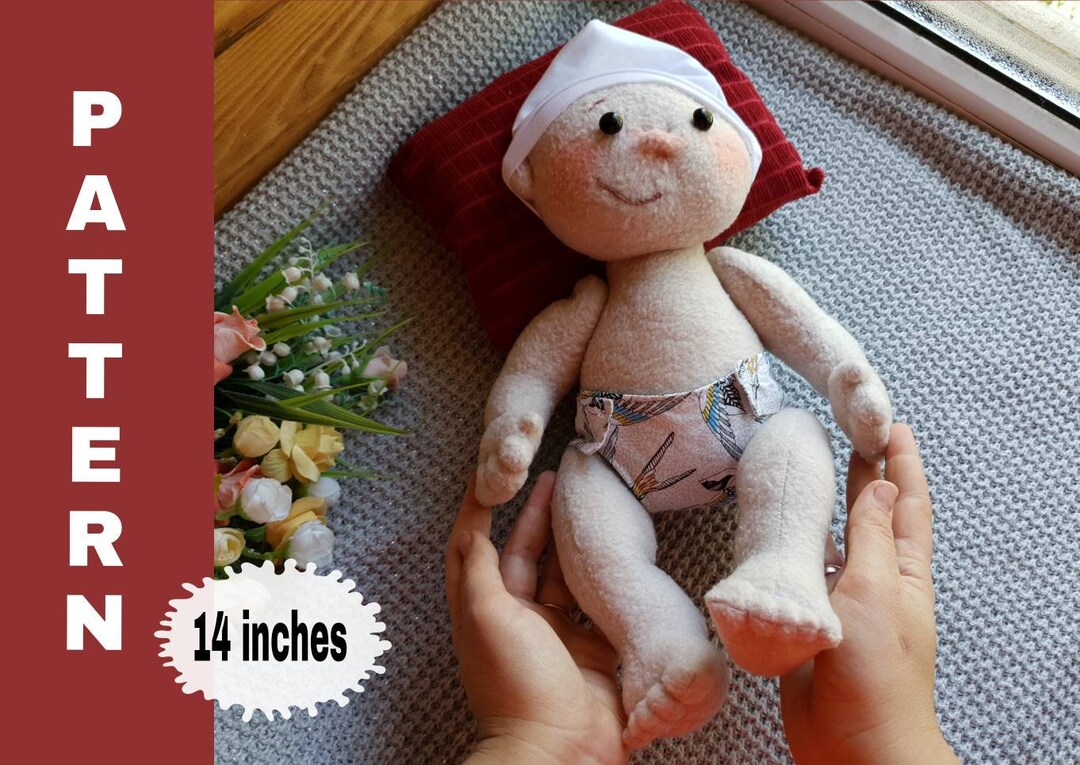 14" Soft Cloth Baby Doll Pattern: Easy Sewing Tutorial (PDF Download ...