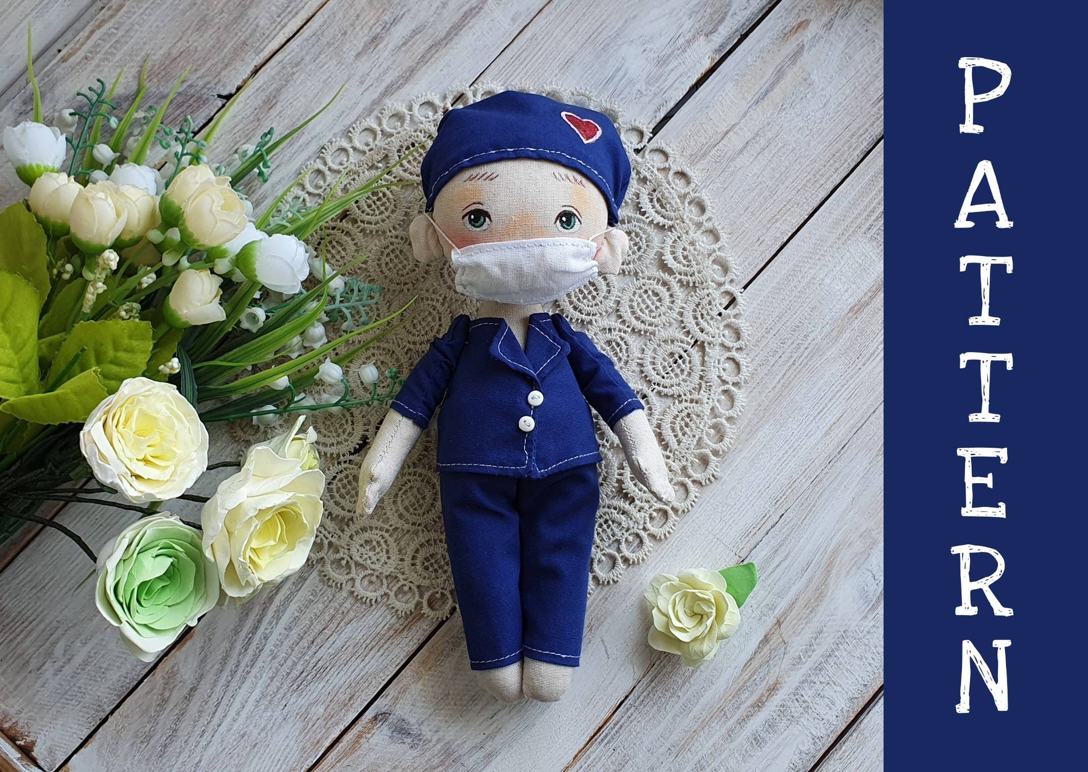 Doctor and Nurse Fabric Doll Sewing PDF Patterns (including Clothing ...