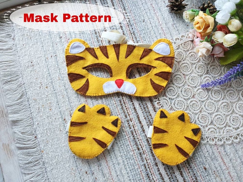 Tiger Mask Pattern Tiger Felt Mask pdf Halloween Costume | Etsy