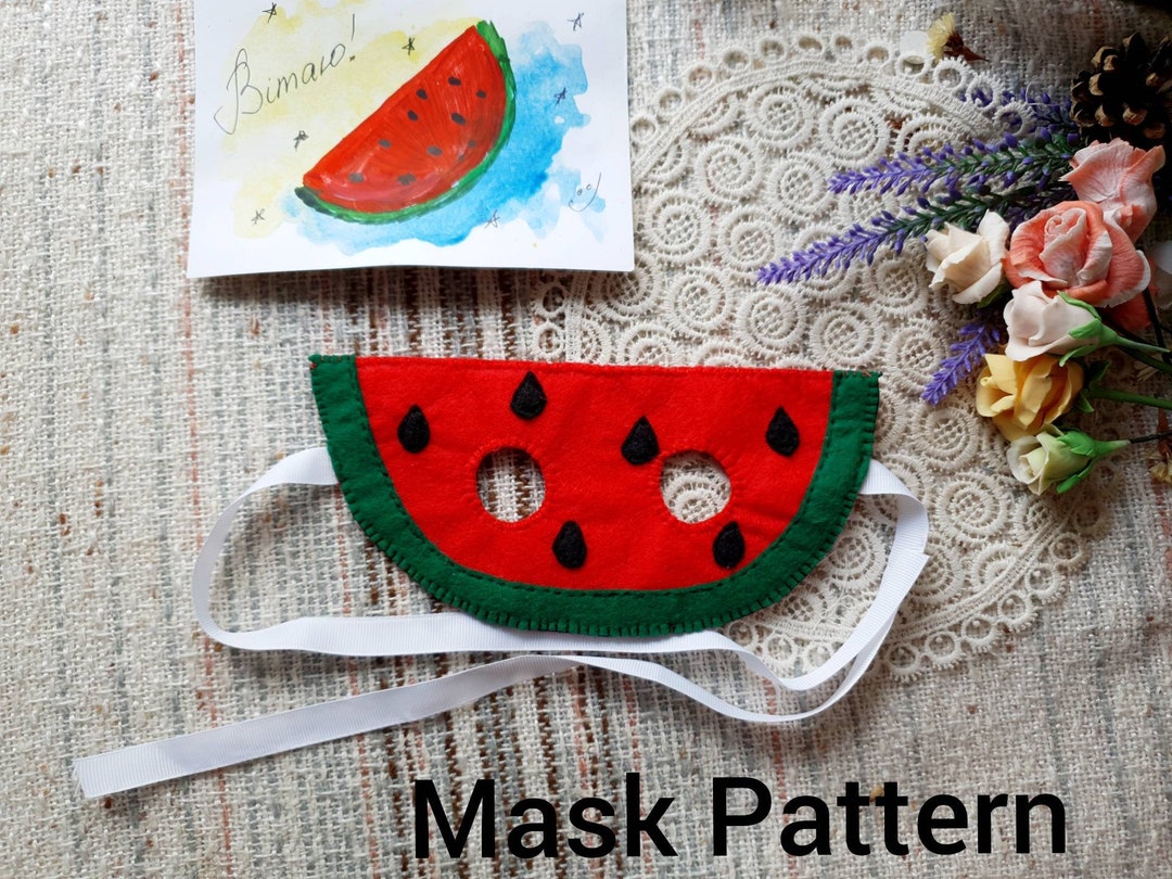 Felt Watermelon Mask Pattern, Halloween Costume, Dress up Mask, Photo ...