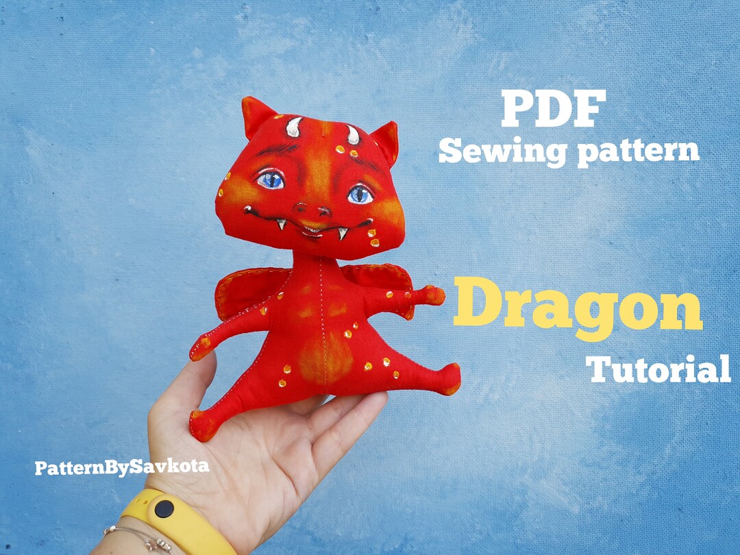 Dragon Sewing Instructions- PDF, Dragon Fabric Pattern, DIY Dragon ...