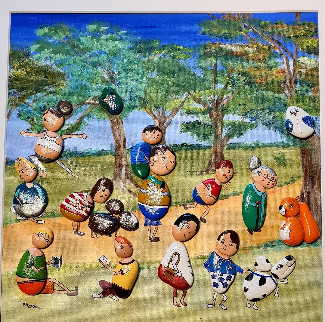 Fun Original Hand Painted Art. Contemporary Parkland Painting. Quirky ...