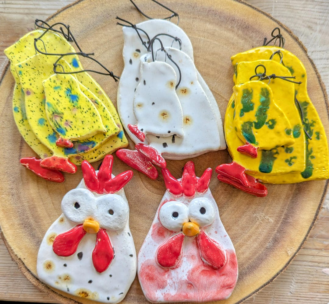 Ceramic Easter Chickens for Hanging. Easter Tree Decorations ...