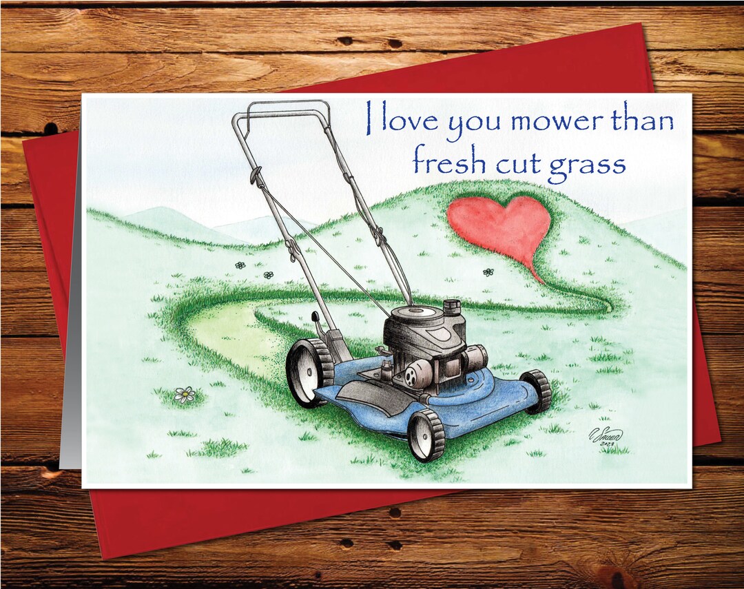 I Love You Mower, Greeting Cards, Blank Greeting Cards, Valentine's - Etsy