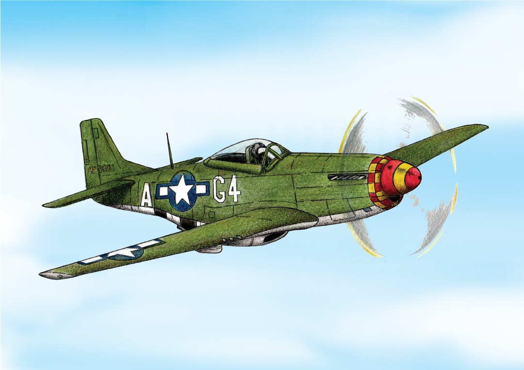 WW2 P-51 Mustang Print - Etsy