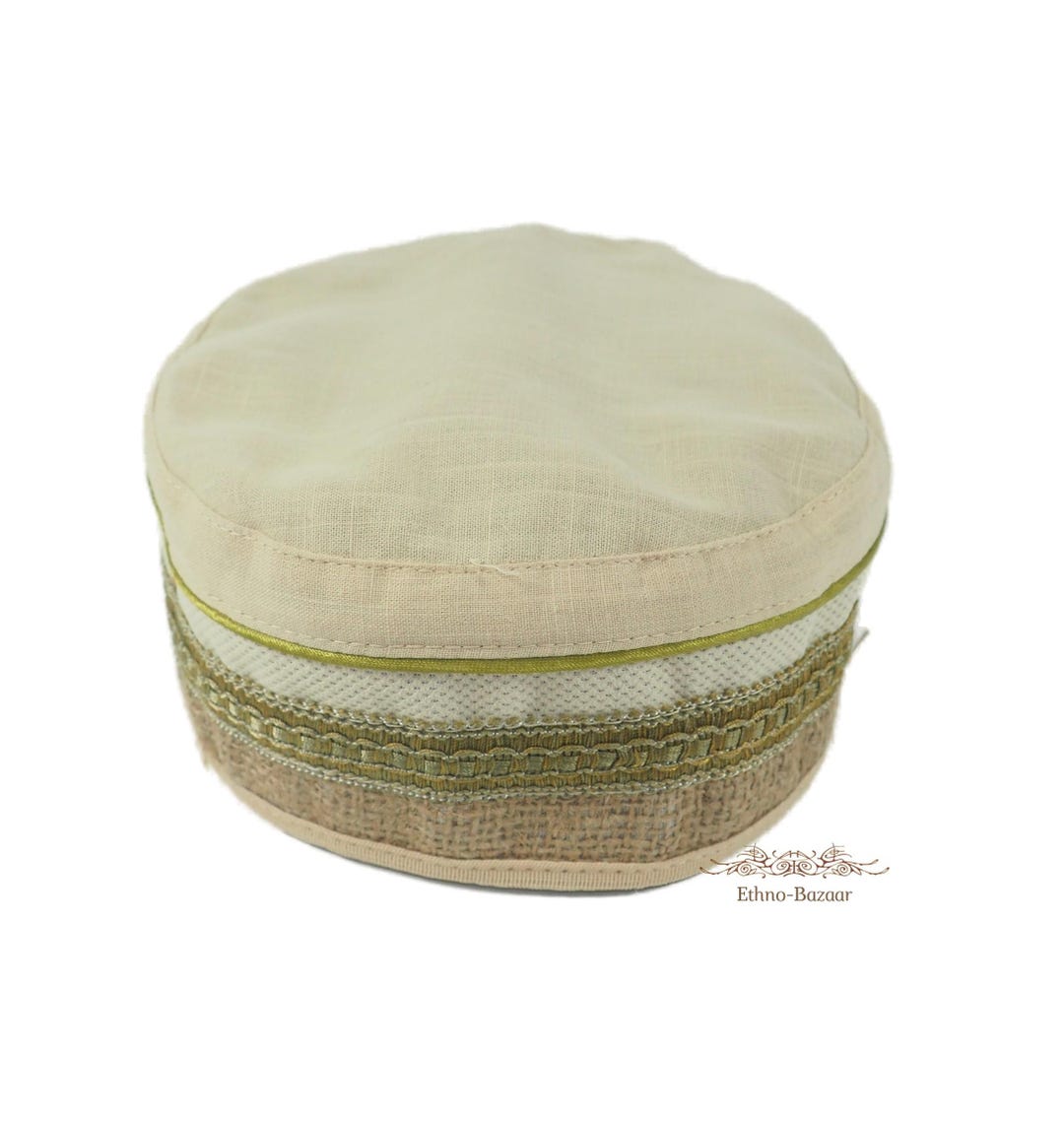 Linen Skullcap Kufi Kipa Pillbox Taqiya Fez Tubeteika Kente Takke ...