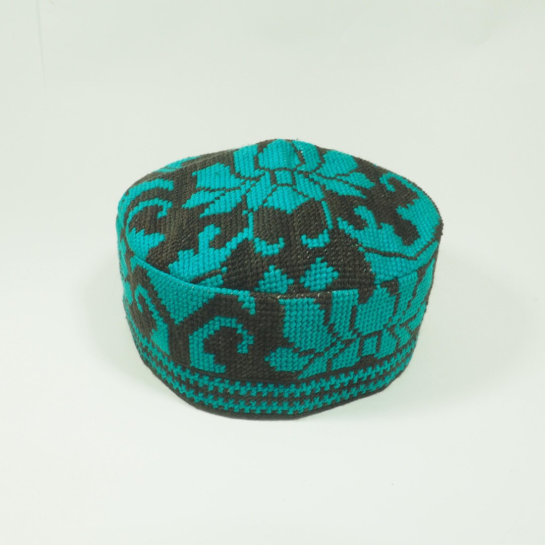 Turquoise Hat 58cm Tubeteika Kufi Kuchi Fez Pillbox Kente Takke Cap ...