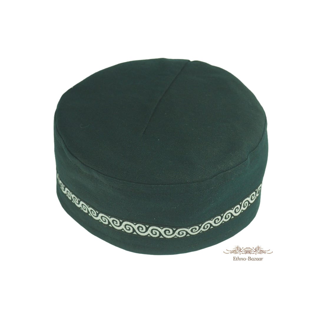 Linen Kufi Hat Petrol Skullcap Takke Kipa Pillbox Taqiyah Kente Fez ...
