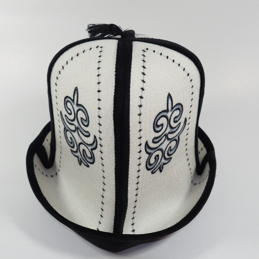 Ethnic Kyrgyz Kalpak Hat Cap Felt Fleece Velvet Nomadic Embroidered ...