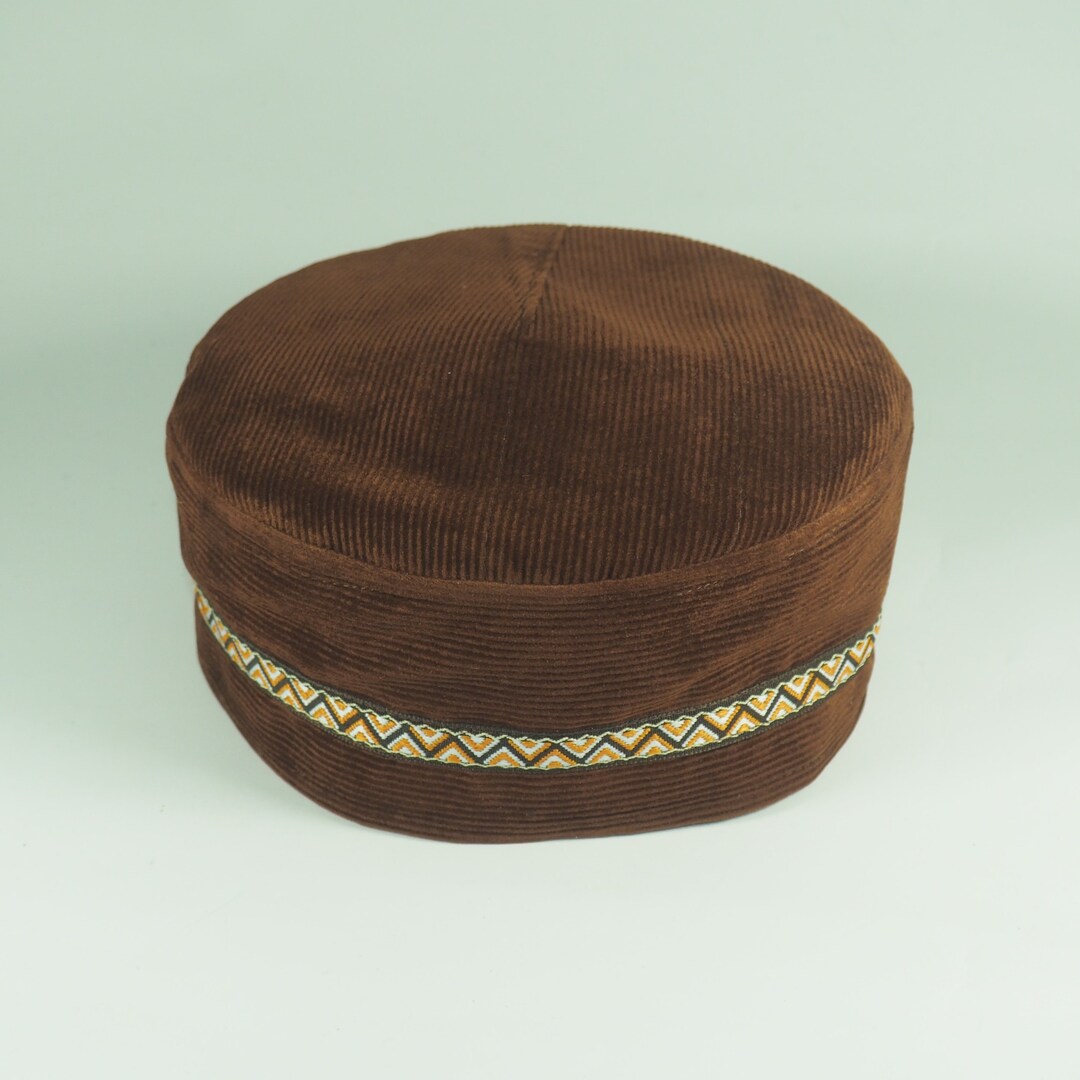 Men Rusty Brown Corduroy Kippah Kufi Kipa Fez Kuchi Pillbox Taqiyah ...
