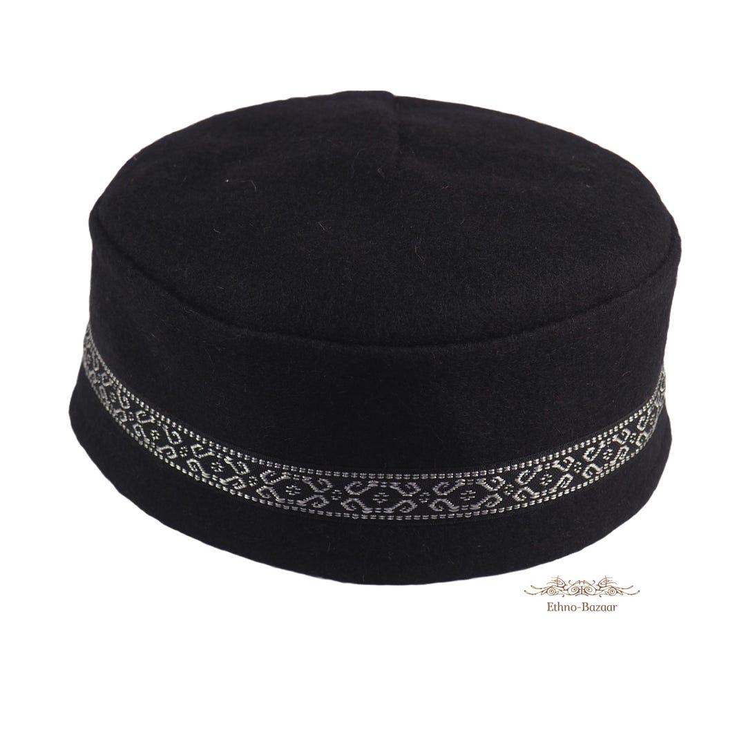 Man Brimless Hat Wool Cloth Kuchi Kufi Kipa Kofia Pillbox Taqiyah Fez ...