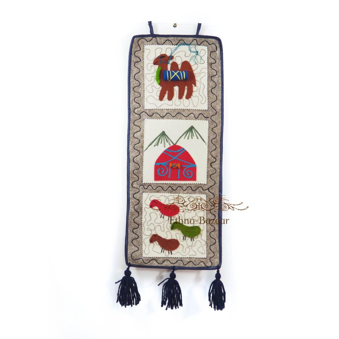 Nomad Wall Art Hanging Felt Decorative Panel Ethnic Kyrgyz Kazakh ...