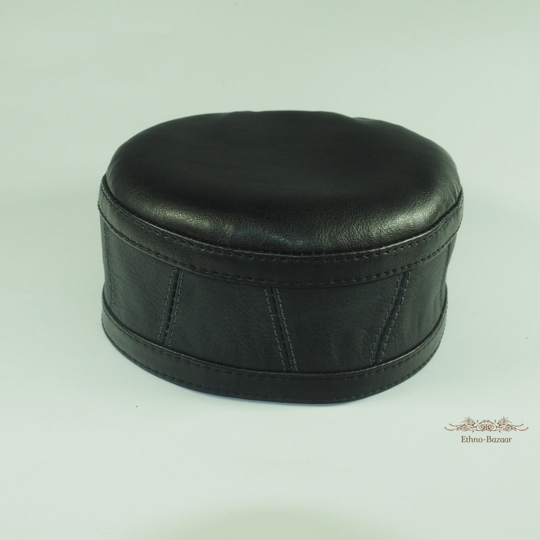 Men Genuine Leather Skullcap Kufi Kipa Pillbox Taqiyah Fez Tubeteika ...