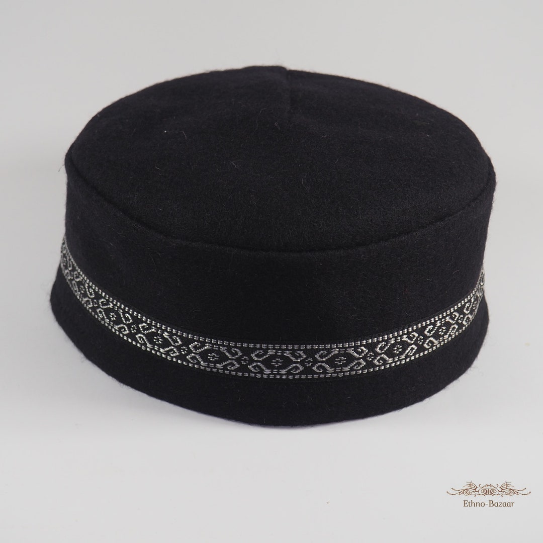 Man Brimless Hat Wool Cloth Kuchi Kufi Kipa Kofia Pillbox Taqiyah Fez ...