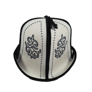 Ethnic Kyrgyz Kalpak Hat Cap Felt Fleece Velvet Nomadic Embroidered ...
