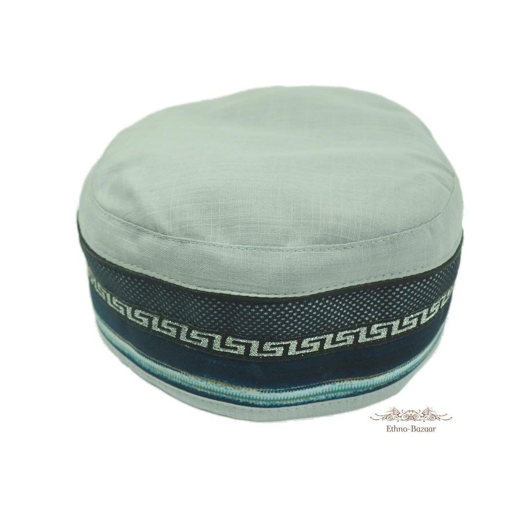 Linen Men Hat Skullcap Kufi Kipa Pillbox Taqiyah Fez Tubeteika Kente ...