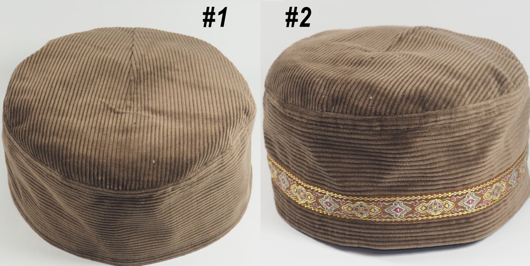 Men Brown Kufi Kipa Kuchi Tubeteika Fez Pillbox Kippah Taqiyah Fez ...