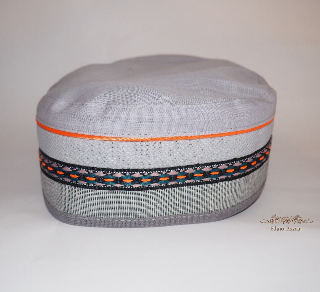 Man Linen Hat Kufi Skullcap Kipa Pillbox Taqiyah Fez Tubeteika Kente ...
