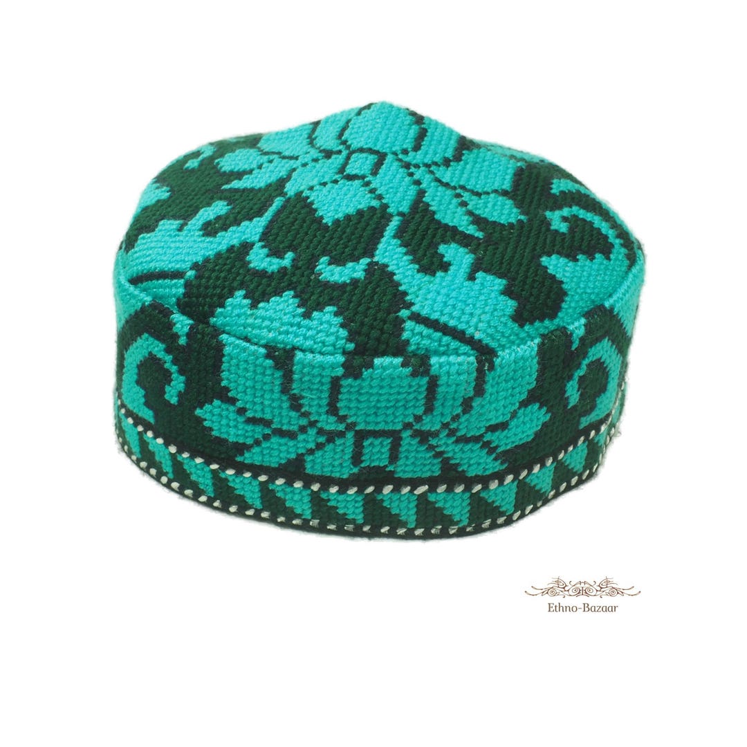 Turquoise Hat 58cm Tubeteika Kufi Kuchi Fez Pillbox Kente Takke Cap ...
