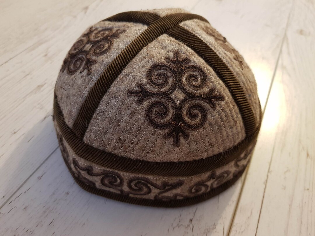 Man Brown Wool Hat 58-59cm Kuchi Fez Taqiyah Skullcap Kufi Takke Kente ...