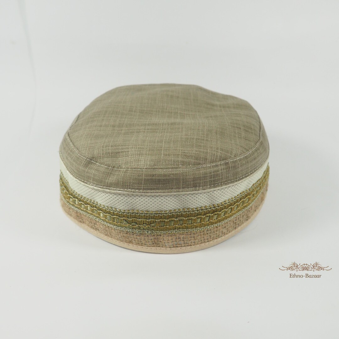 Vegan Linen Skullcap Kufi Kipa Pillbox Taqiyah Fez Tubeteika Kente ...