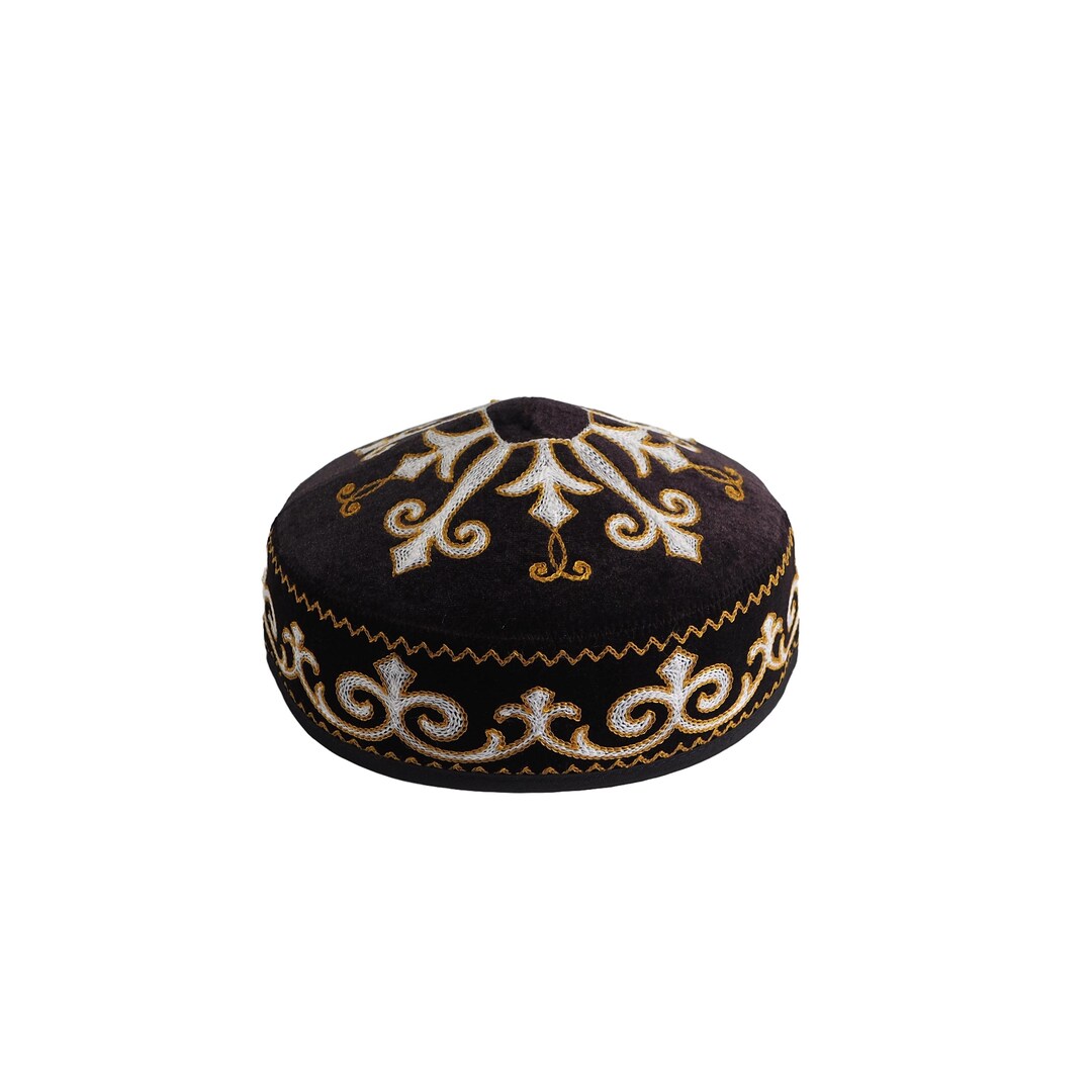 Brown Velvet Hat 58cm Men Skullcap Kipa Kufi Pillbox Taqiya Tubeteika ...