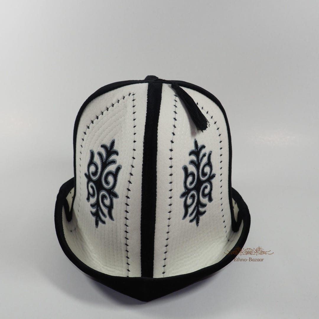 Premium Ethnic Kalpak Hat Cap Velvet Kyrgyz Nomadic Qalpaq Men Horseman ...