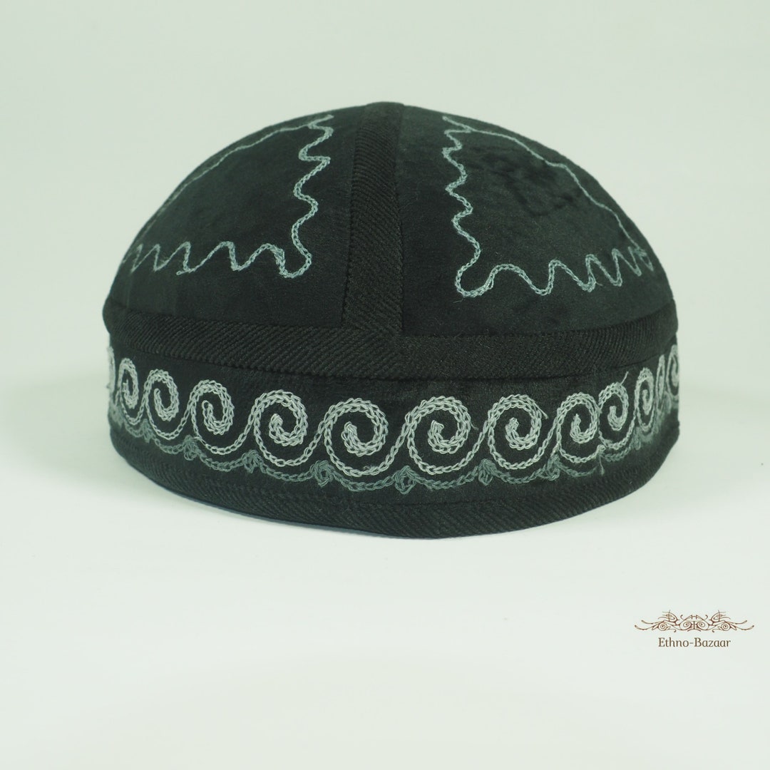 Man Black Kufi Large Size Kipa Kuchi Fez Taqiyah Skullcap Smoking Cap ...