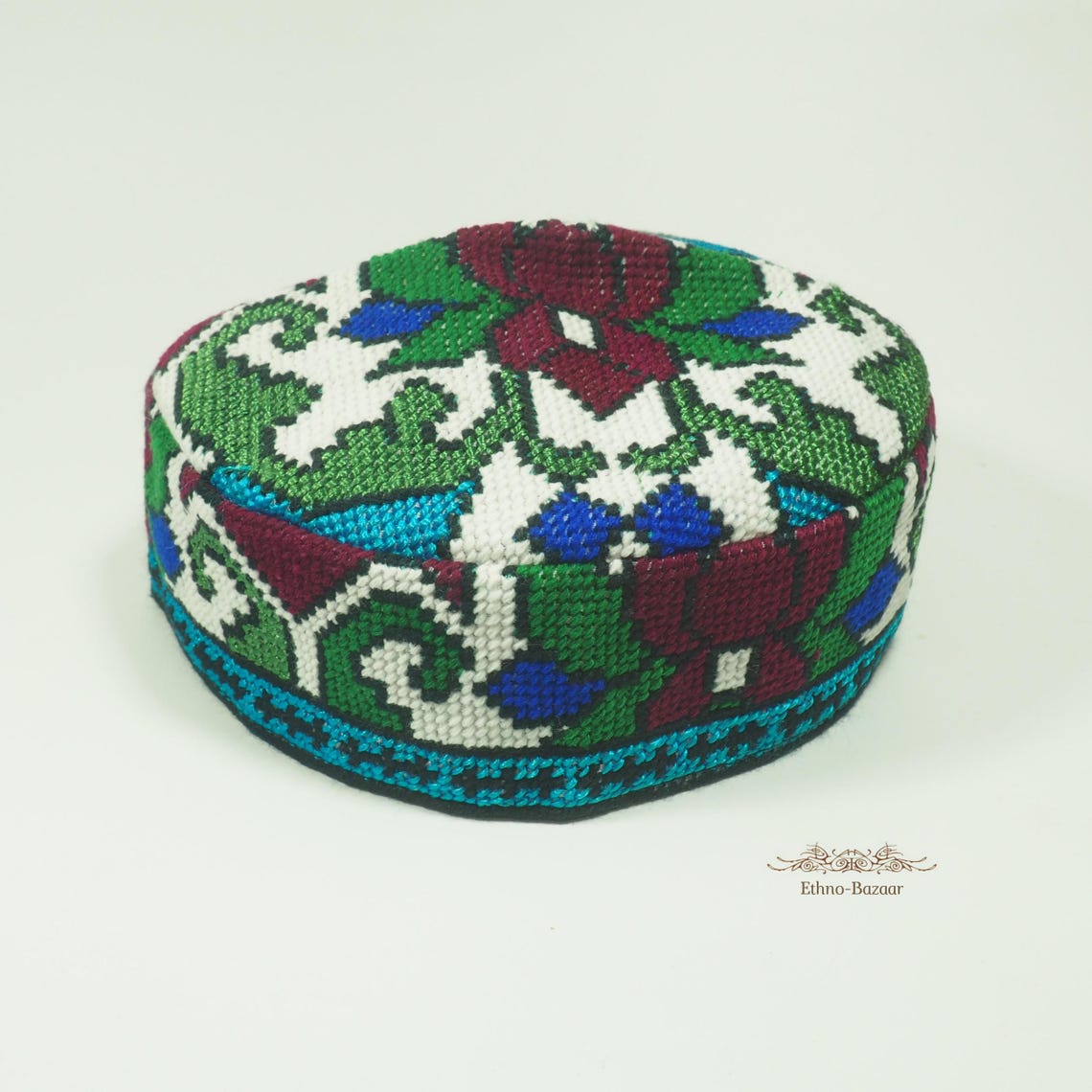 Handmade Ethnic Hat 59cm Tubeteika Kufi Kuchi Fez Pillbox Kente Takke ...