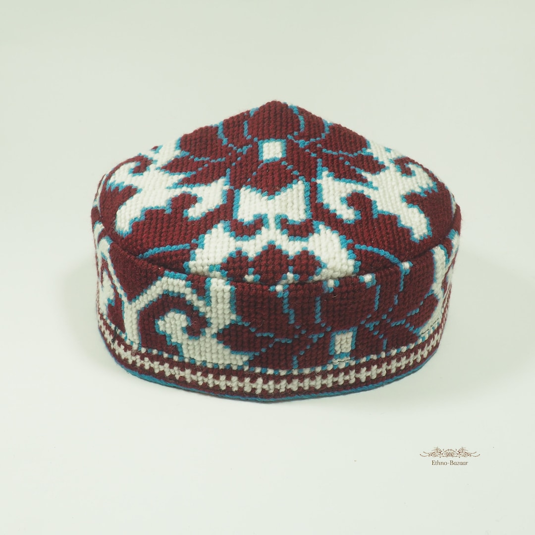 Maroon Hat 55cm Kufi Kippah Skullcap Kipa Taqiyah Tubeteika Kente Take ...