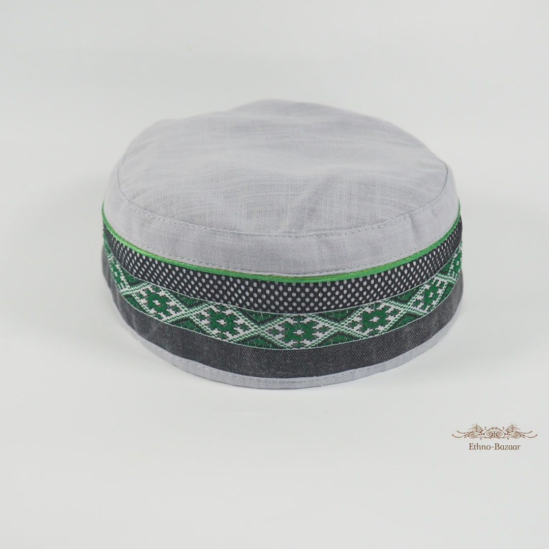 Men Linen Skullcap Kufi Kipa Pillbox Taqiyah Fez Tubeteika Kente ...