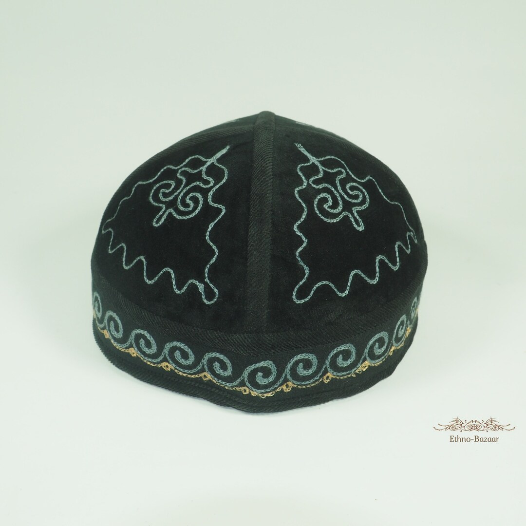 Man Black Hat Kufi 59-62cm Kipa Kuchi Fez Taqiyah Skullcap Smoking Cap ...