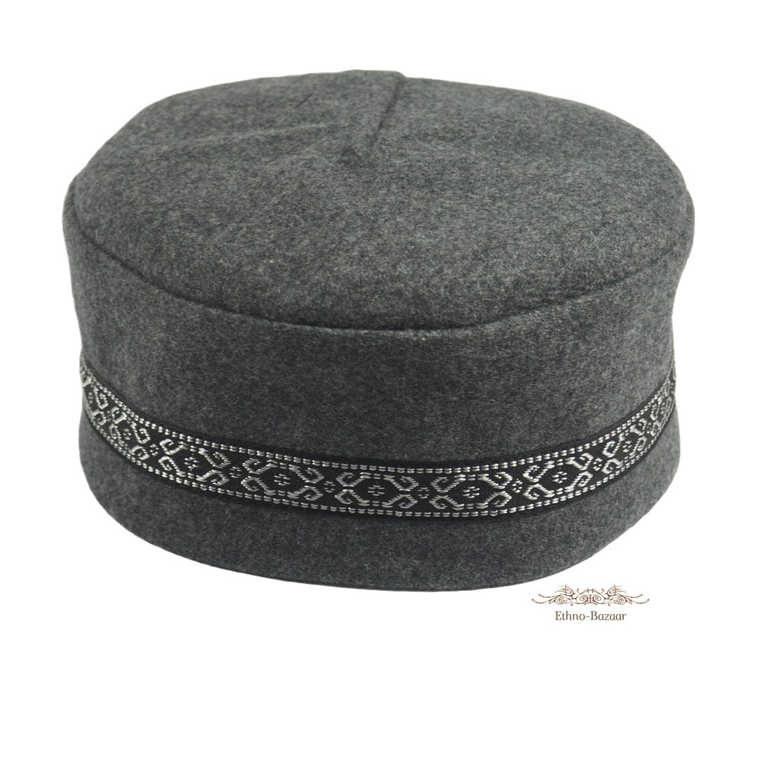 Man Wool Cloth Kufi Kuchi Kipa Taqiyah Fez Pillbox Kippah Koofi ...