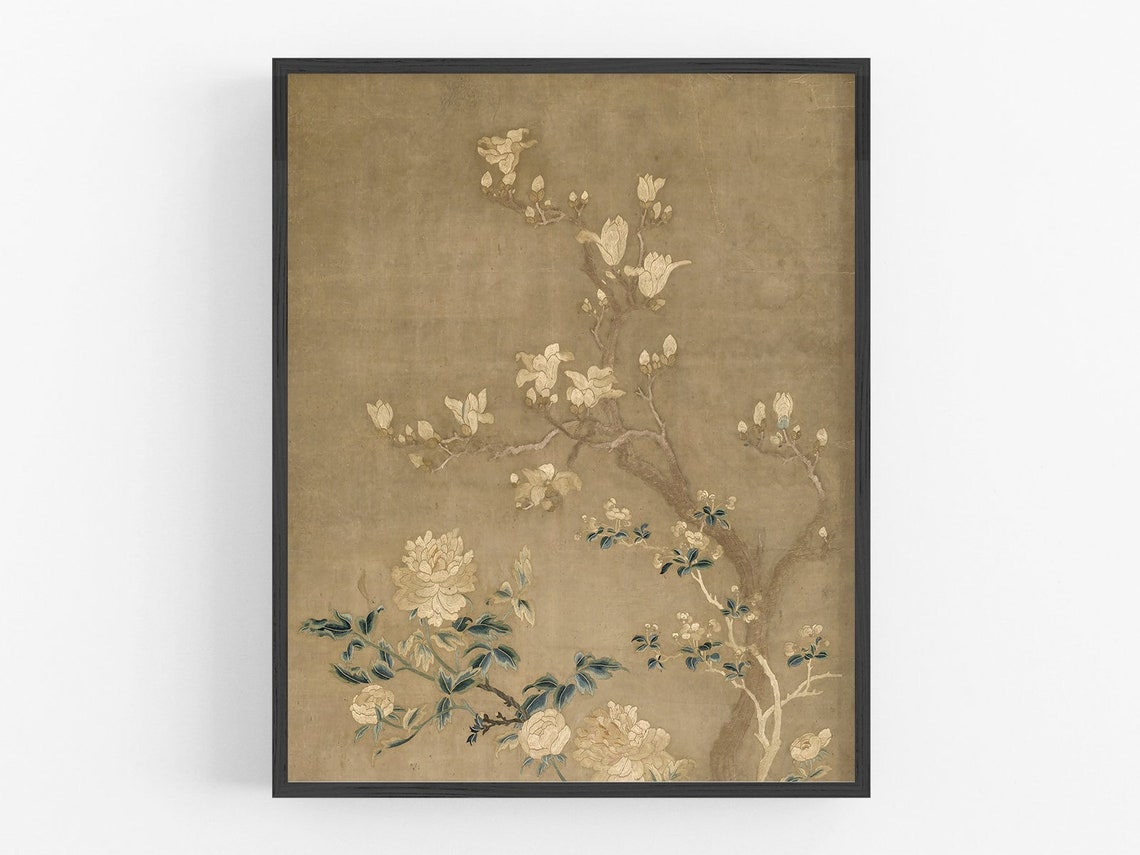 Magnolia Tree Chinoiserie Art Print / Chinese Art / Flower Art / Asian ...