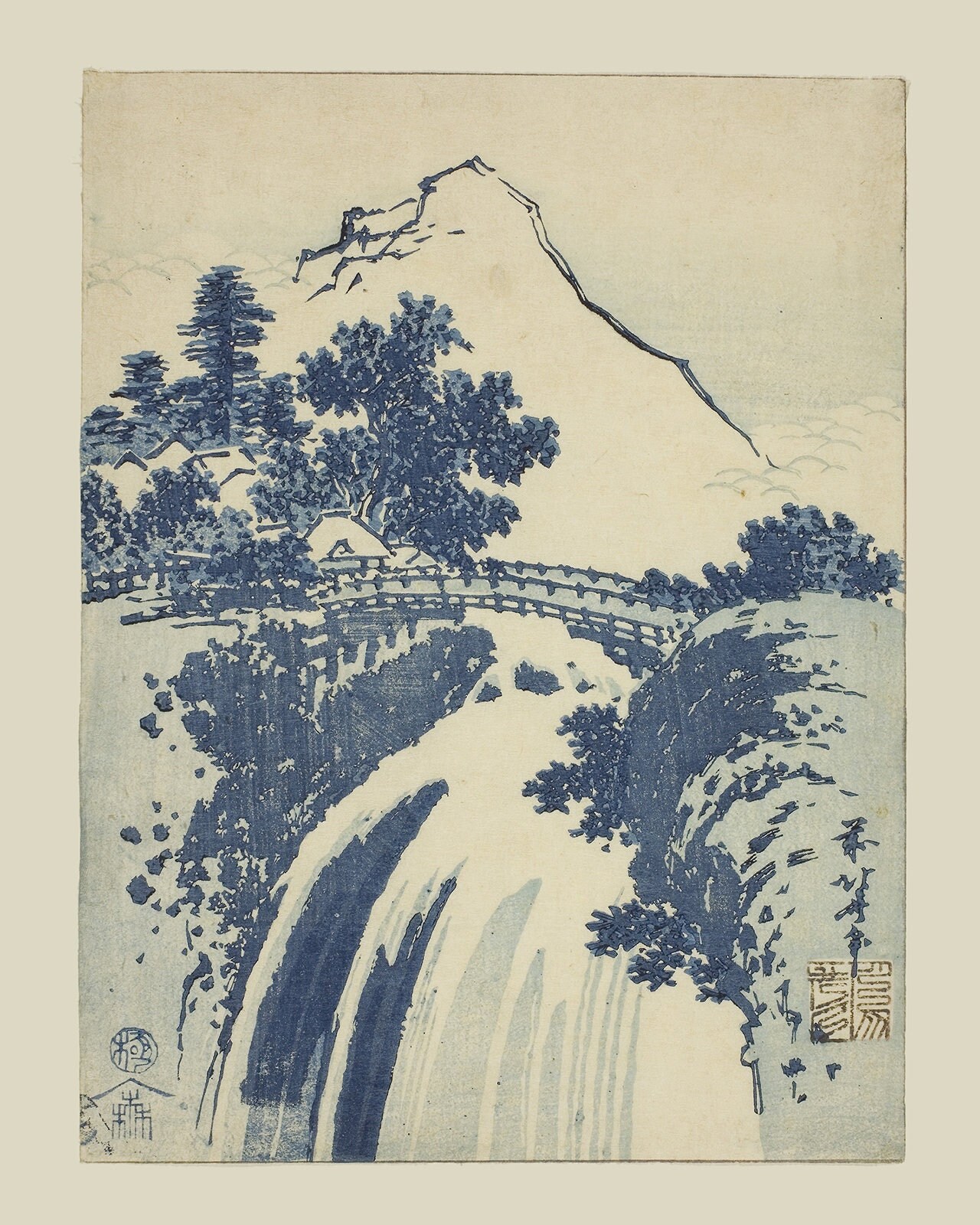 Japanese Waterfall Art / Art / Art Print / Japanese Art / Waterfall Art ...