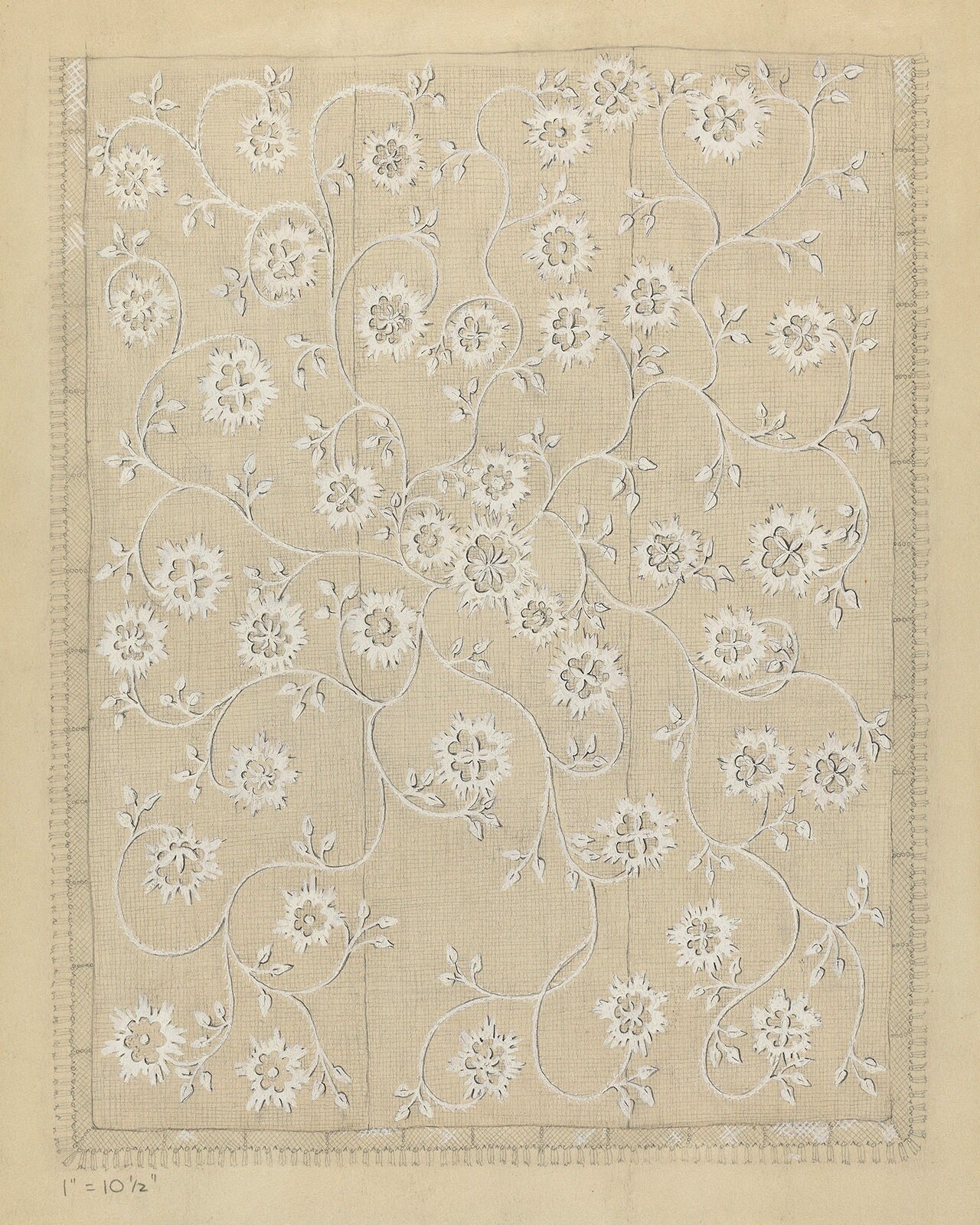 Lace Art Print / Sketch of a Bedspread Design / Art / Wall Decor ...