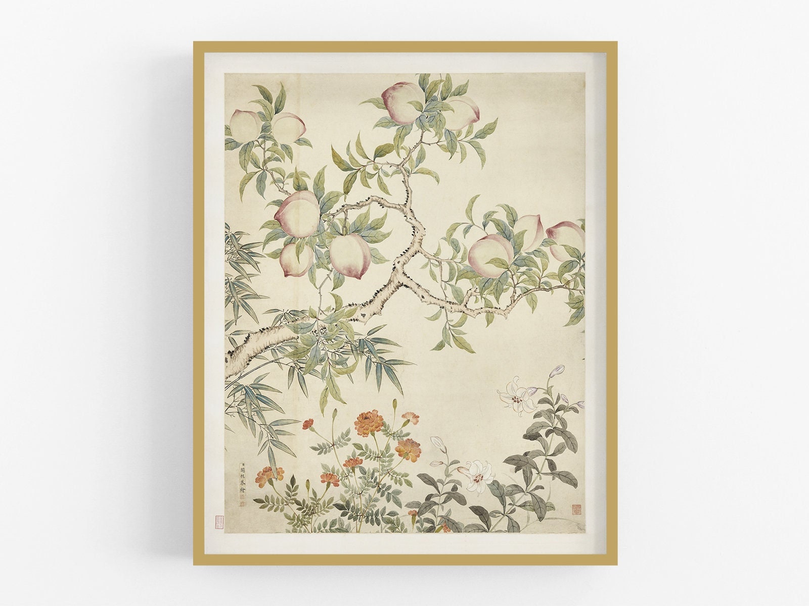 Chinese Peaches and Flowers Chinoiserie Art Print - Etsy
