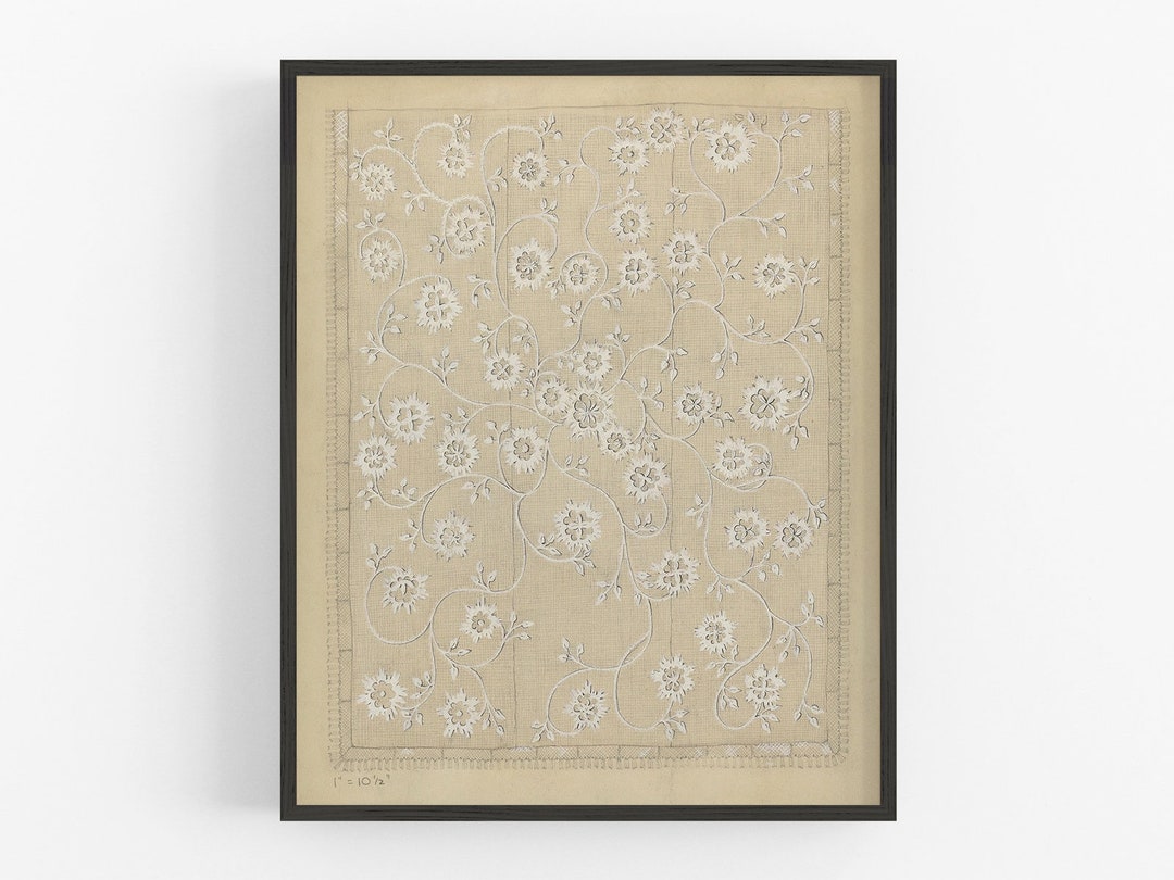 Lace Art Print / Sketch of a Bedspread Design / Art / Wall Decor ...