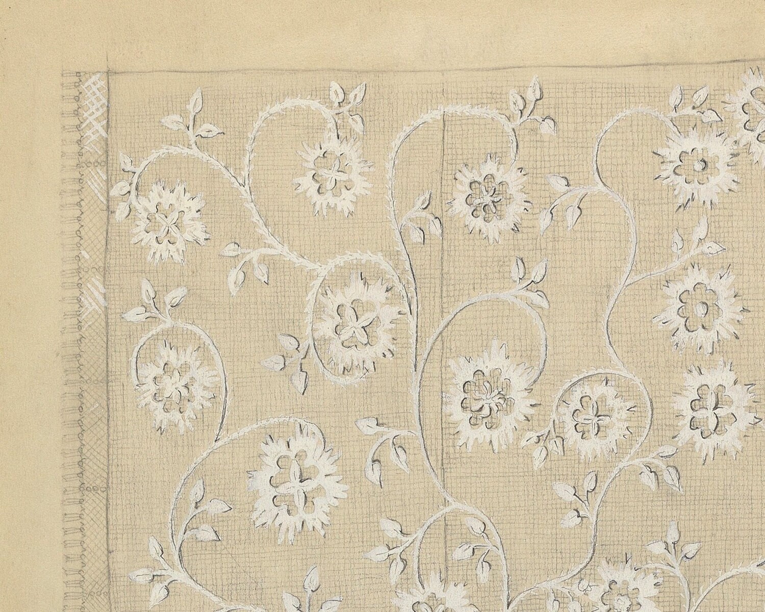 Lace Art Print / Sketch of a Bedspread Design / Art / Wall Decor ...