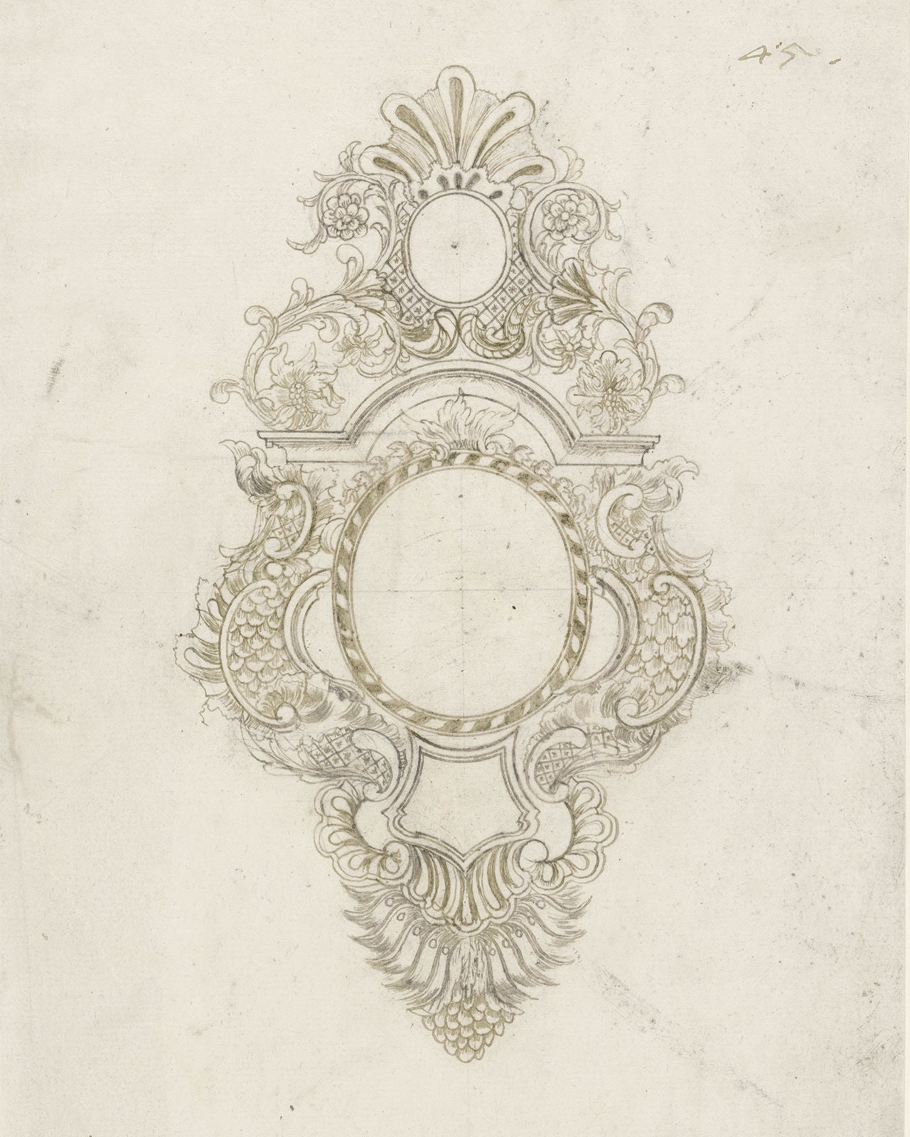 Set of Two European Medallion Drawing Art Prints / Vintage Art | Etsy