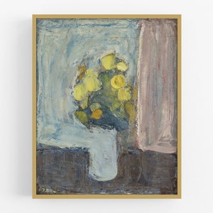 Still Life With Yellow Flowers Art Print / Vintage Art / Flower Art ...
