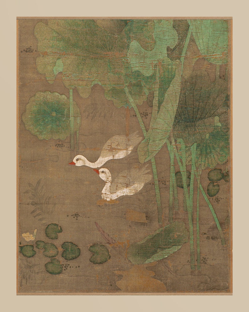 Chinese Duck and Lotus Flower Art Prints - Set of Two - Etsy