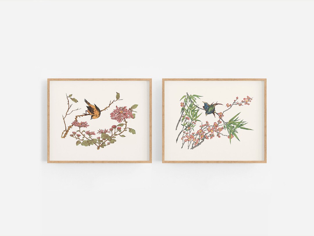 Set of Two Japanese Songbird Art Prints / Bird Art / Children's Art ...