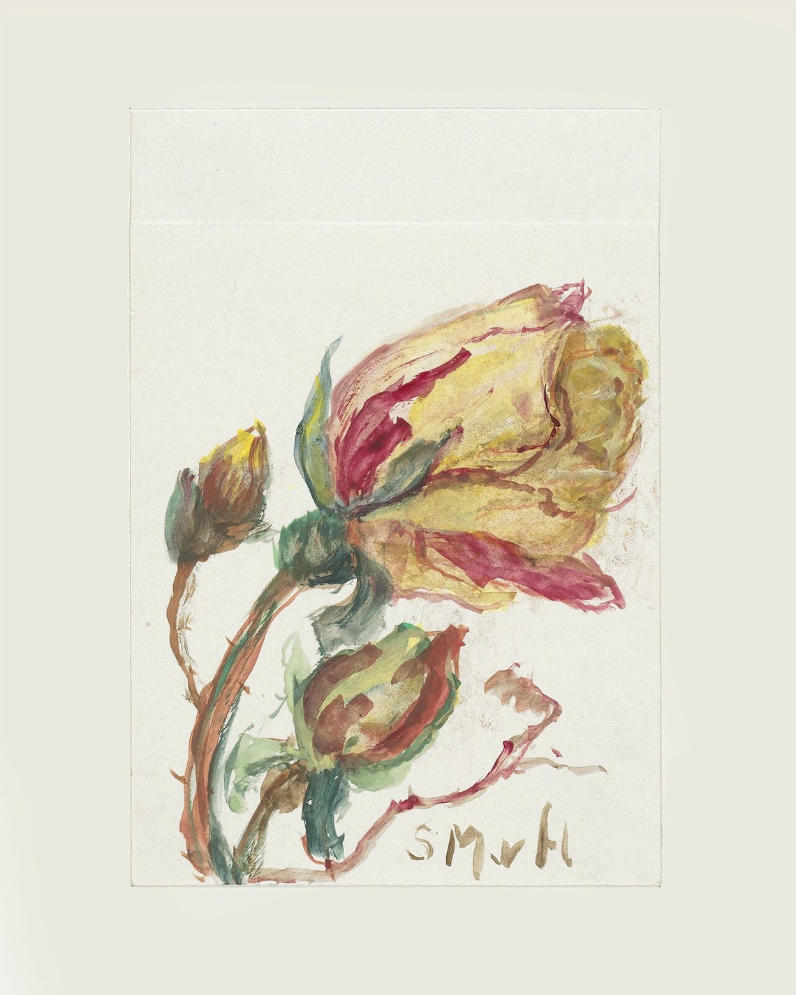 Yellow Rose Flower Botanical Art Print / Vintage Art / Flower - Etsy