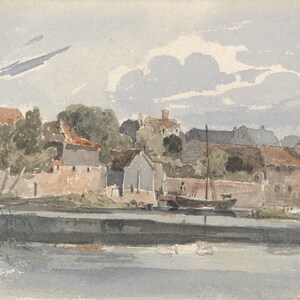 View of the Thames at Kingston Watercolor Painting, Reproduction Art ...
